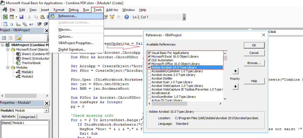 A Vba Macro For You To Retrieve Name Of All Pdf Files Within A Folder And Then Combine Them Together